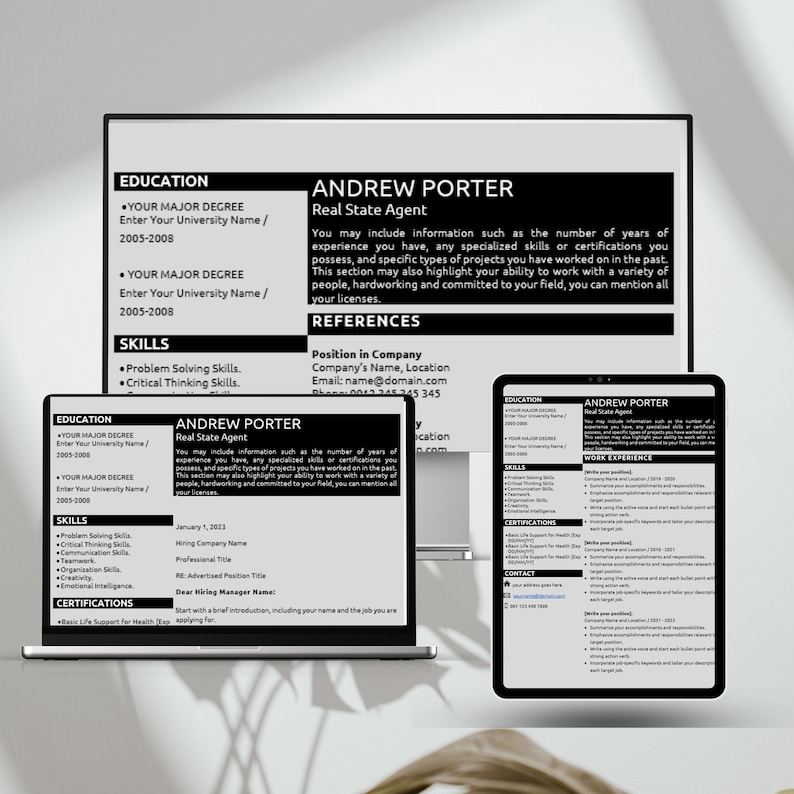 Real Estate Agent CV Template Modern Template in Word Realtor Resume ...