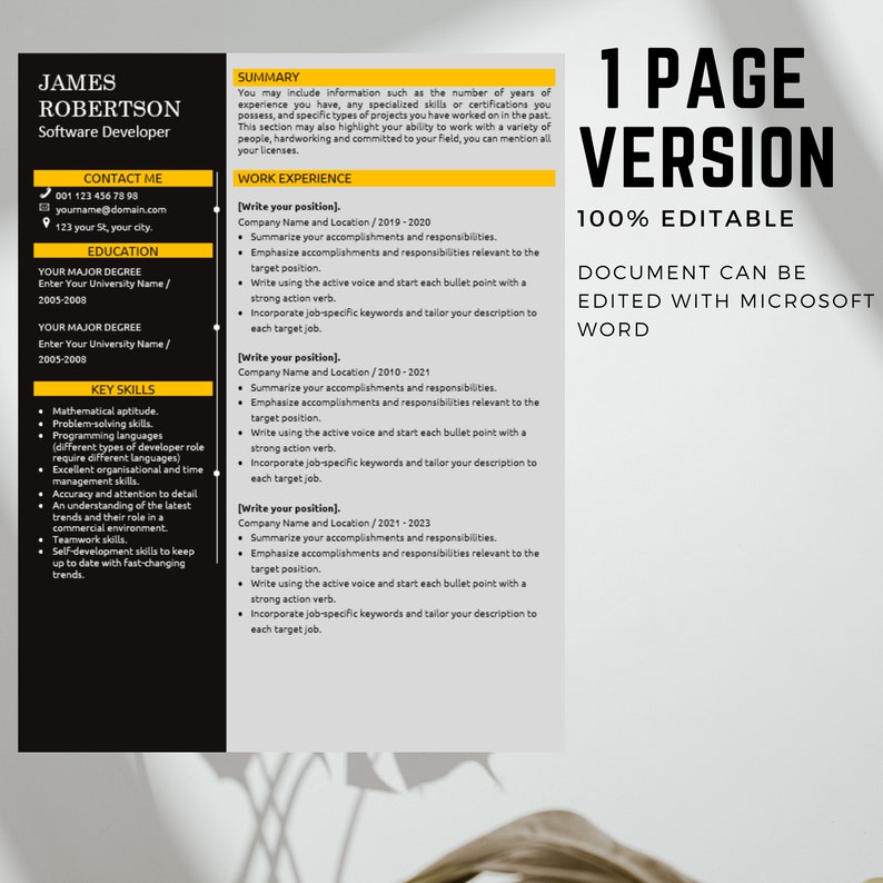 Software Developer CV Template Modern Template in Word-creative Resume ...