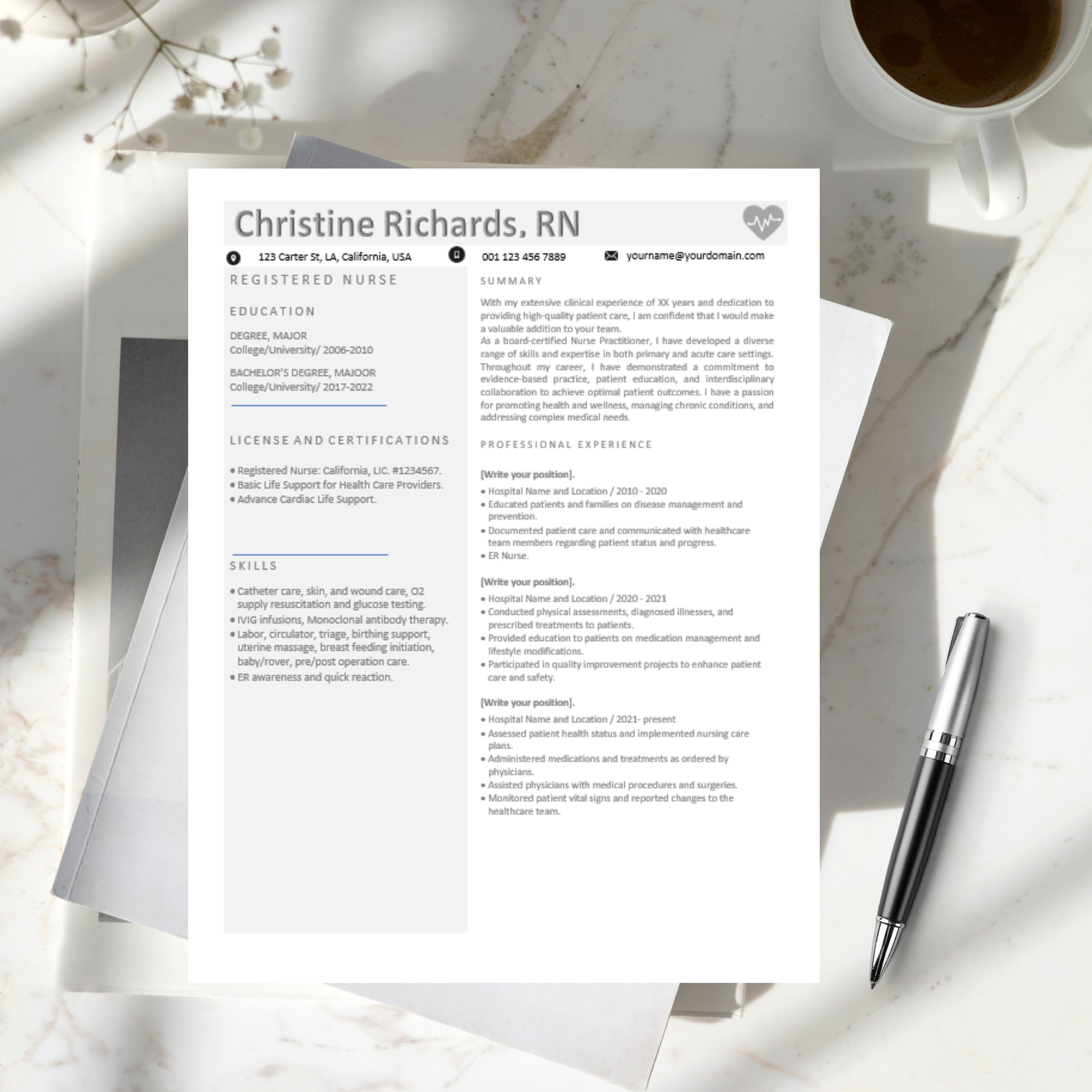 Registered Nurse CV Template Modern Template in Word Creative CV Sample ...