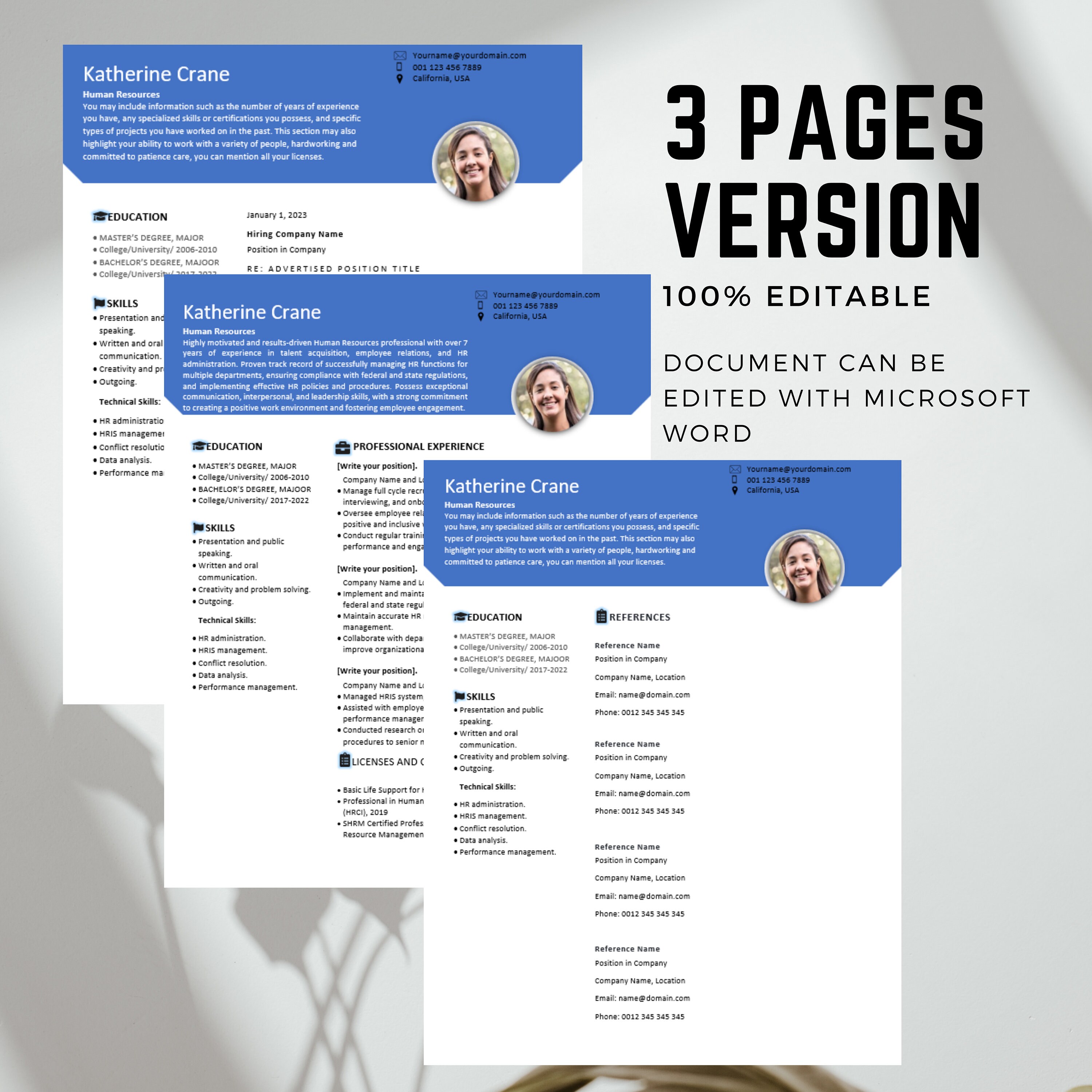 Human Resources Resume Template Modern Template in Word Creative HR ...