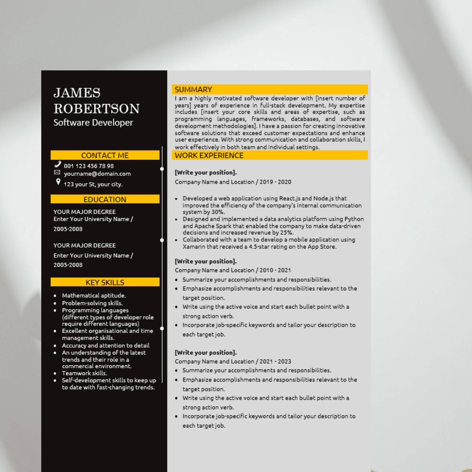 Software Developer CV Template Modern Template in Word-creative Resume ...