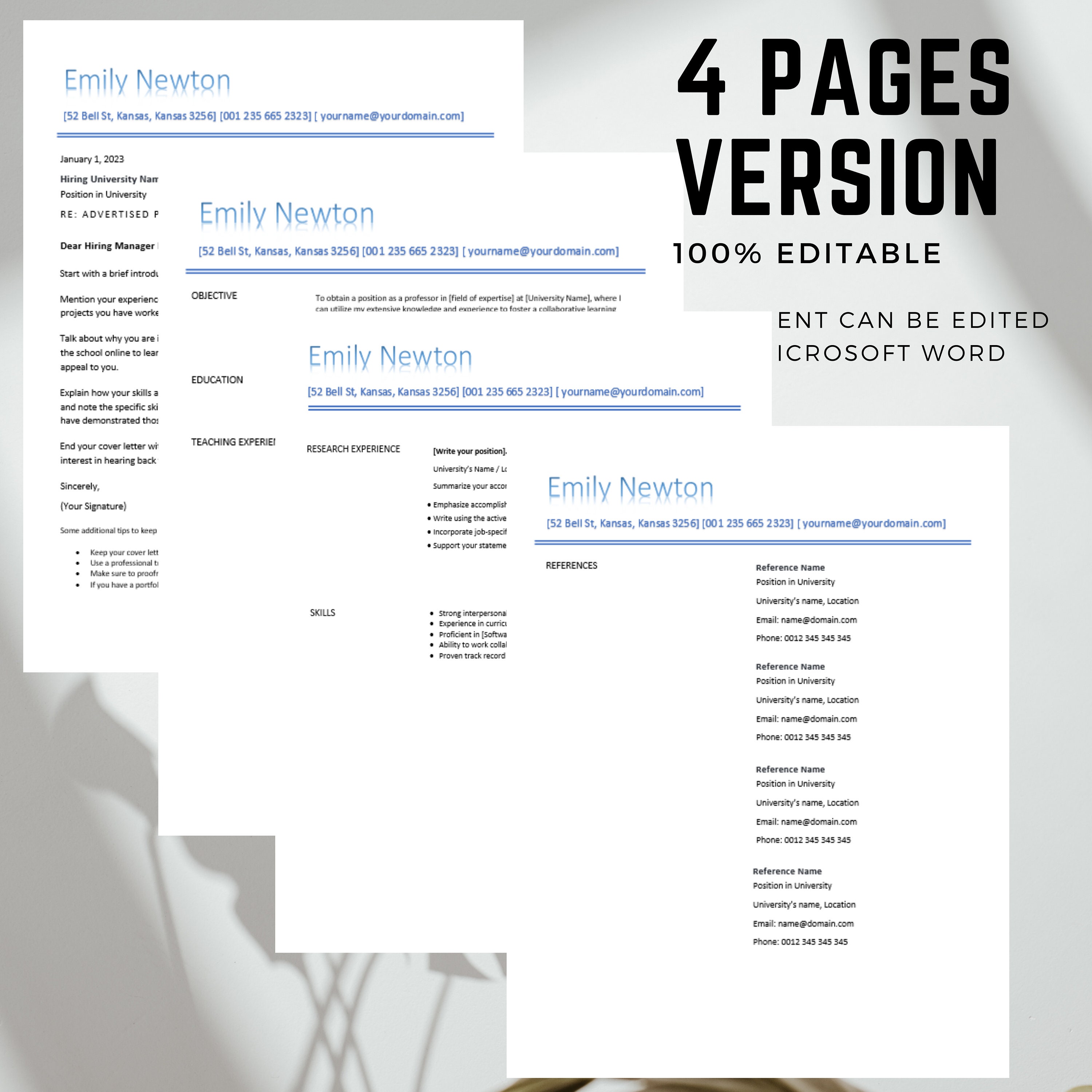 Professor Resume Template Modern Template in Word Creative Resume ...