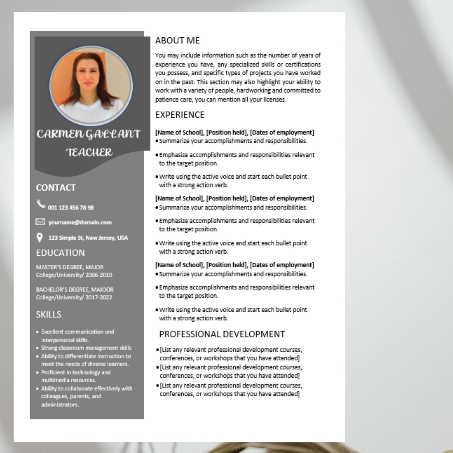 CV Teachers Resume Template Modern Template in Word Creative Resume ...