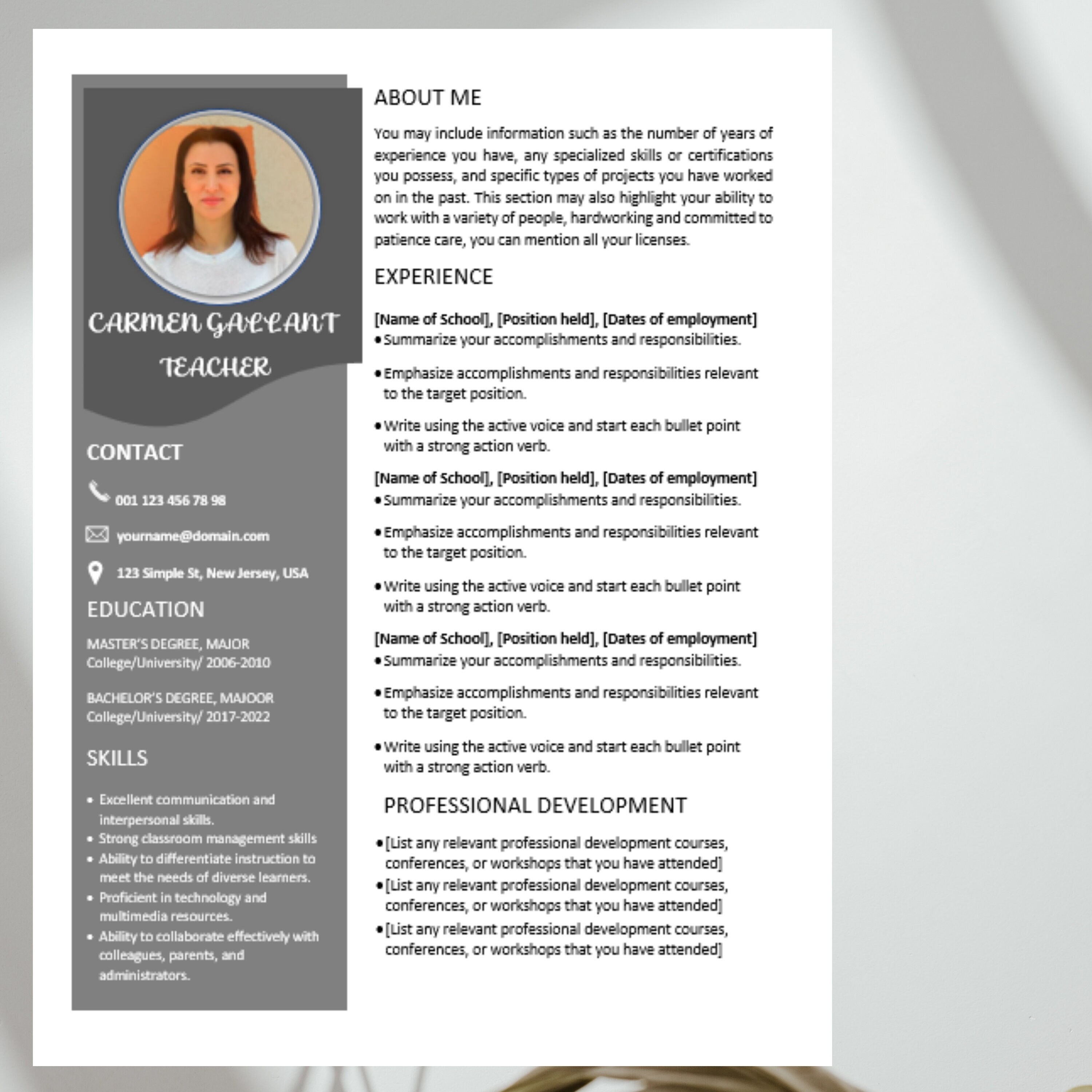 CV Teachers Resume Template Modern Template in Word Creative Resume ...
