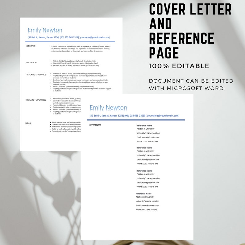 Professor Resume Template Modern Template in Word Creative - Etsy