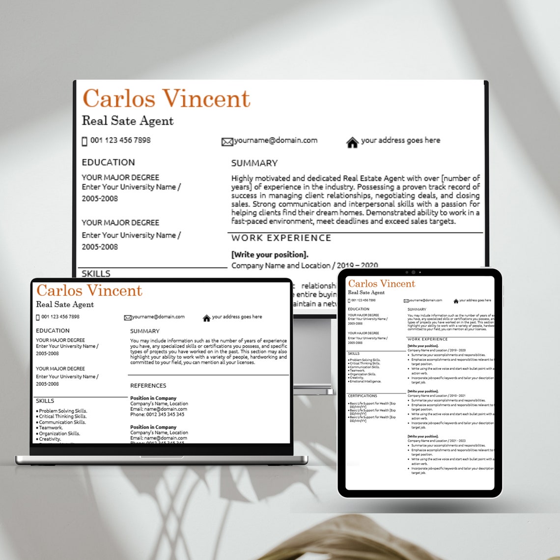 Real Estate Agent CV Template Modern Template in Word Realtor Resume ...