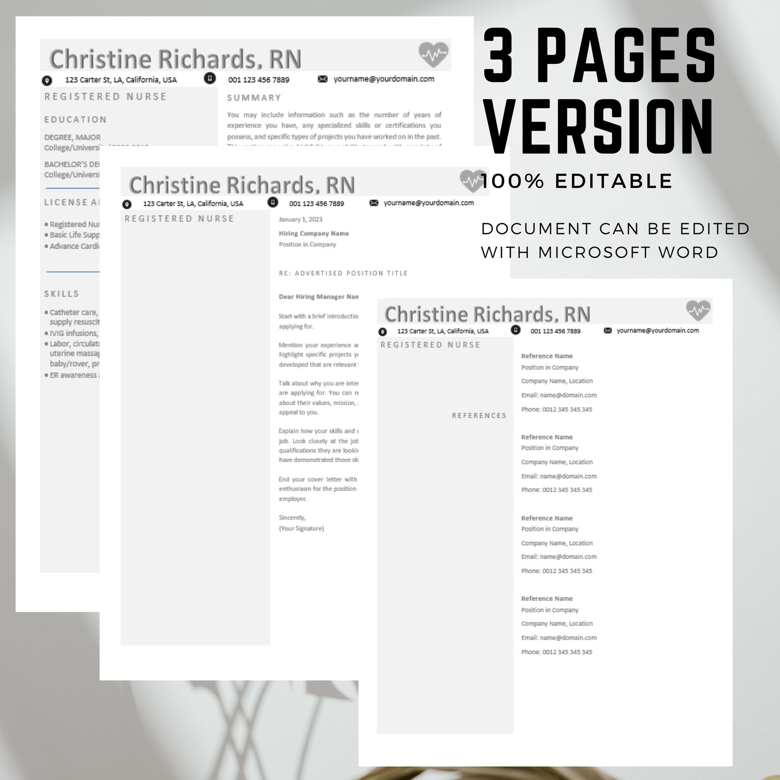 Registered Nurse CV Template Modern Template in Word Creative CV Sample ...