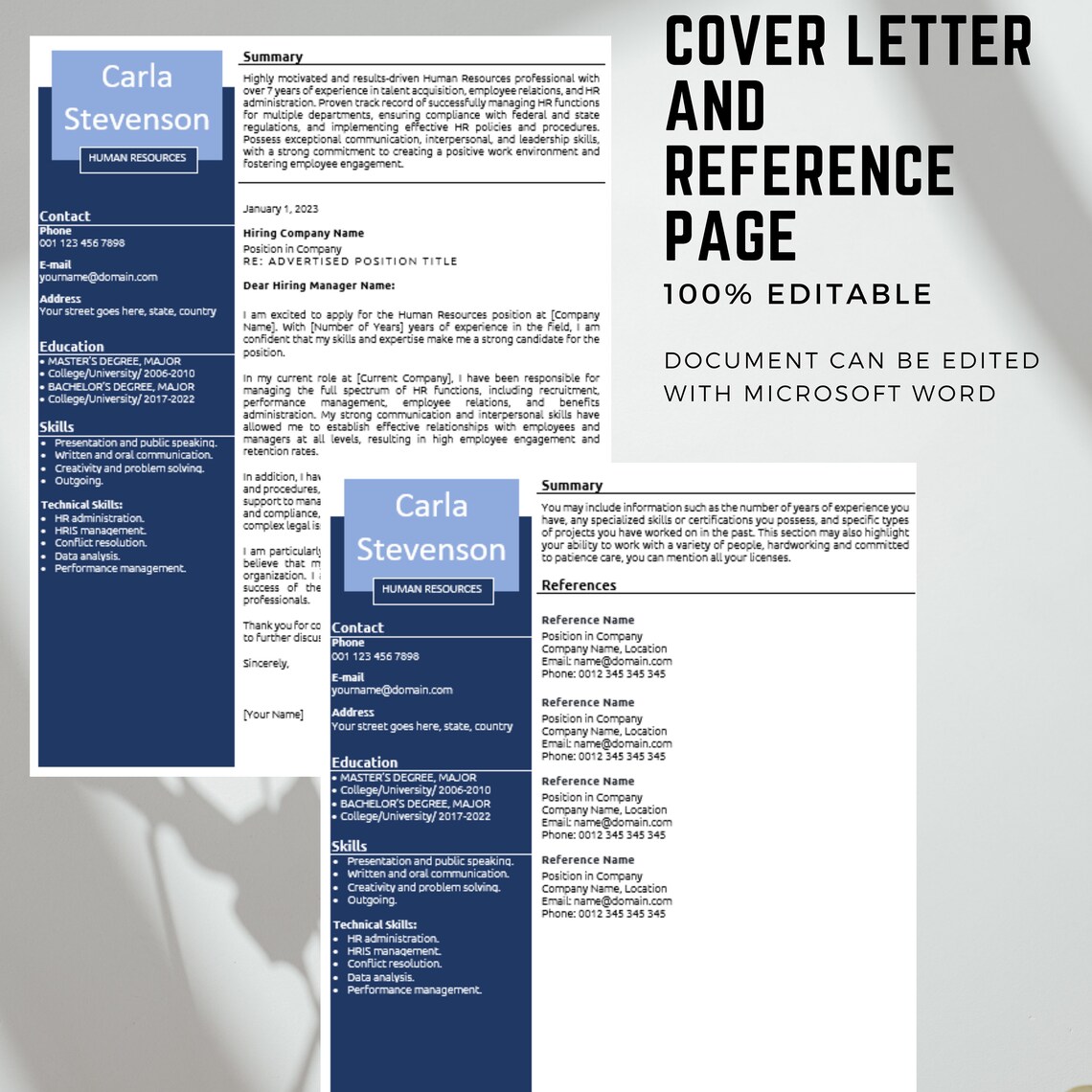 Human Resources Resume Template Modern Template in Word-creative HR ...