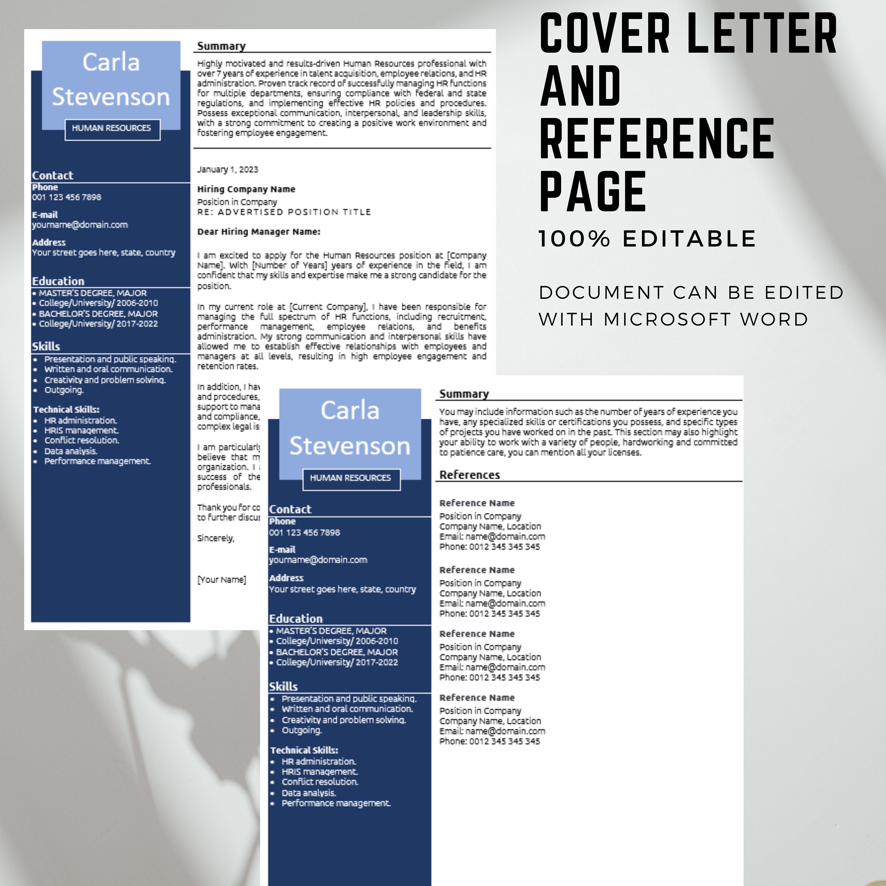 Human Resources Resume Template Modern Template in Word-creative HR ...