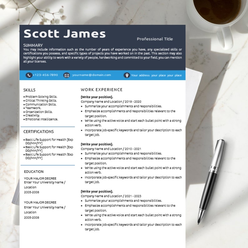 Minimalist CV Template Modern Template in Word Creative Resume Sample ...