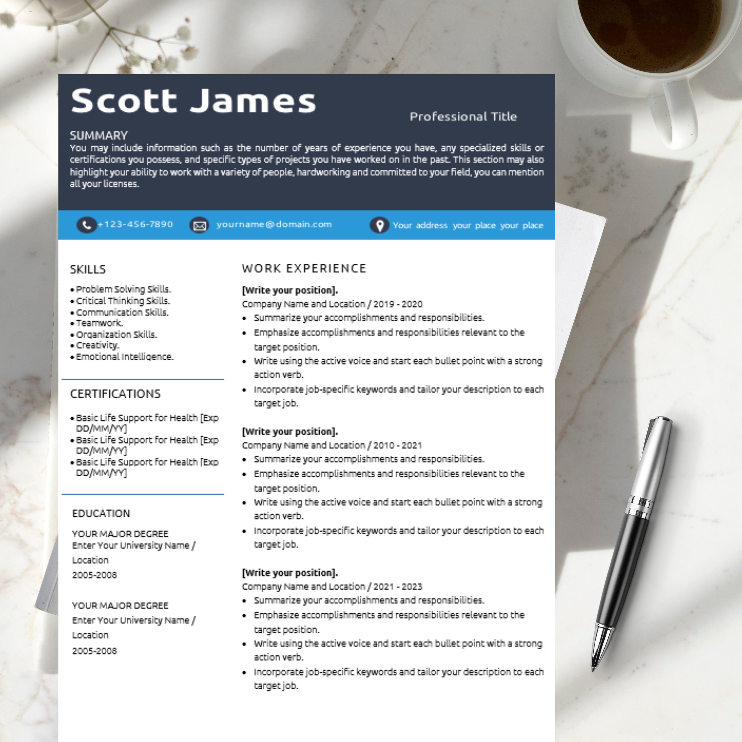 Minimalist CV Template Modern Template in Word Creative Resume Sample ...