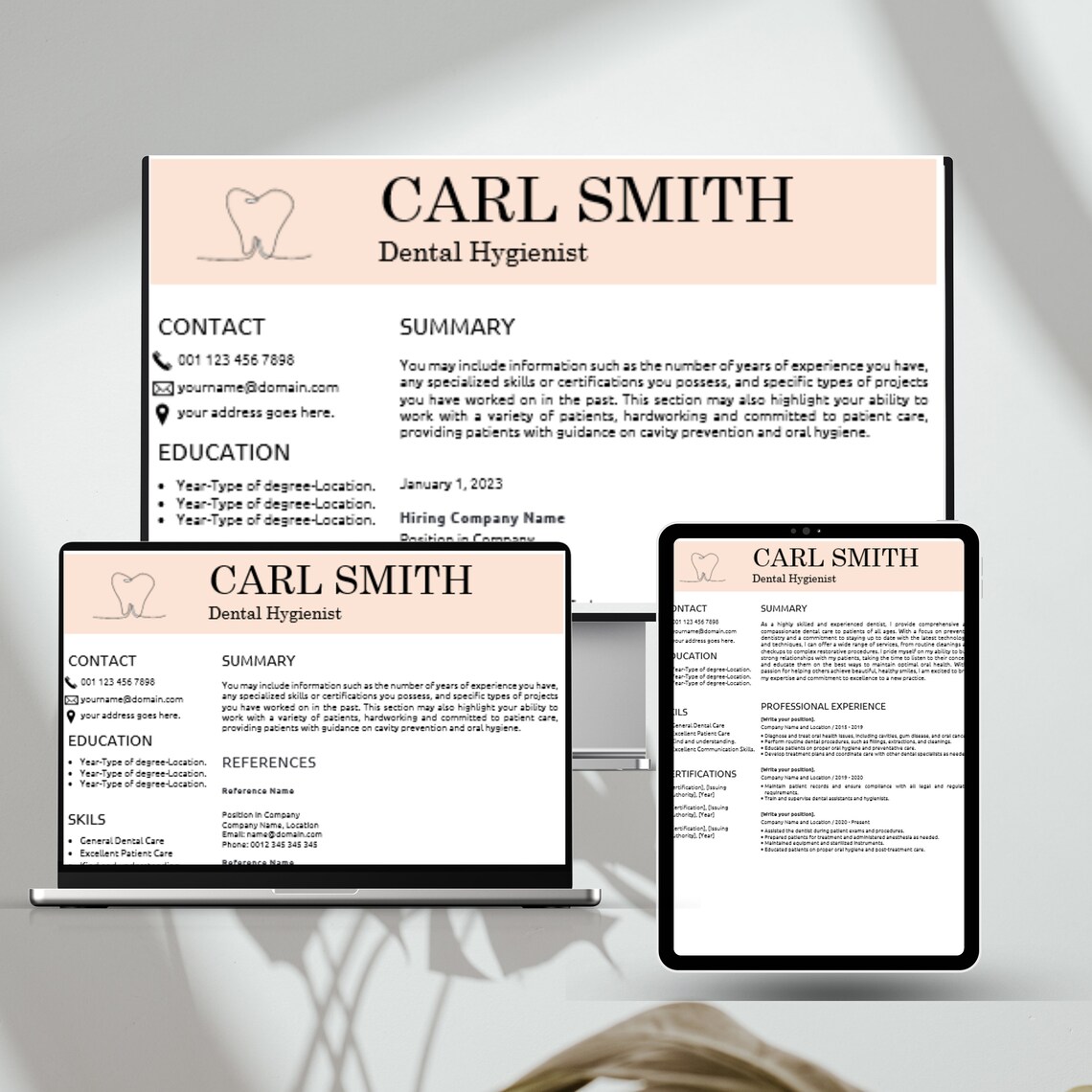 Dental Hygienist CV Template Modern Template in Word Dental Assistant ...