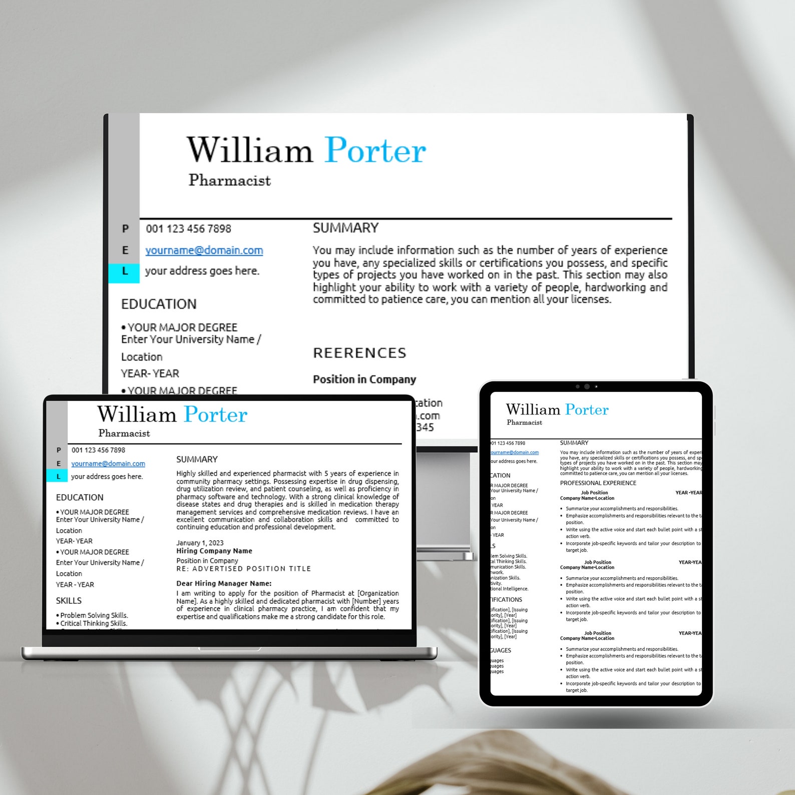 Pharmacist CV Template Modern Resume Template in Word Creative Resume ...