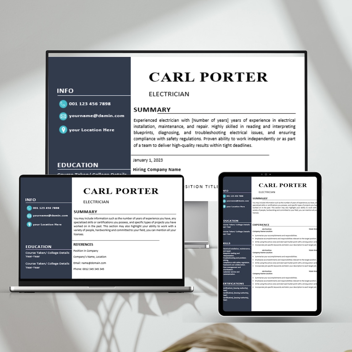 Electrician CV Template Modern Template in Word Creative Resume Sample ...