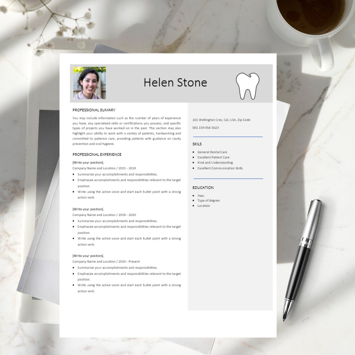 Dentist CV Template Modern Template in Word Dental Assistant Resume ...