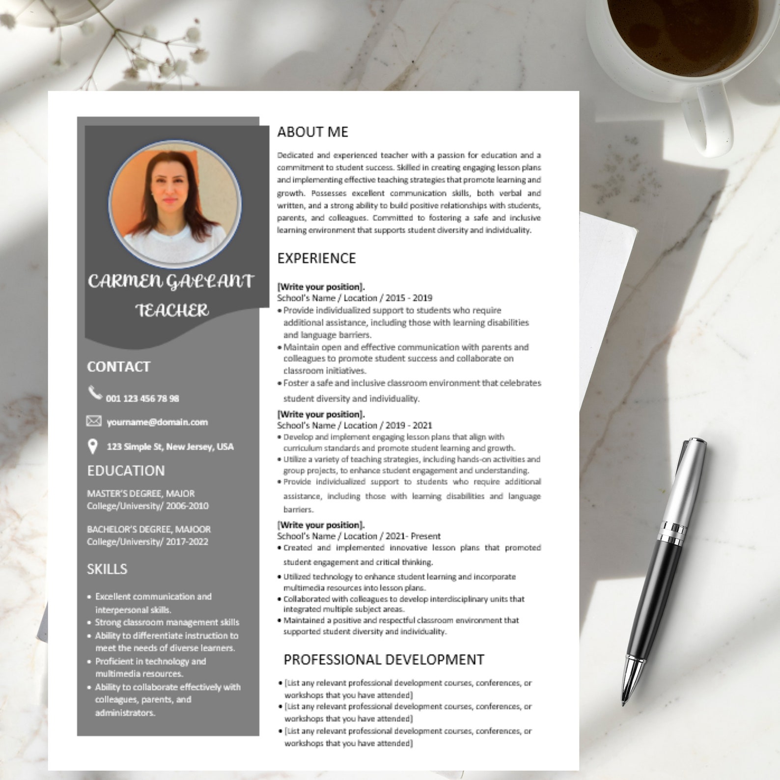 CV Teachers Resume Template Modern Template in Word Creative Resume ...