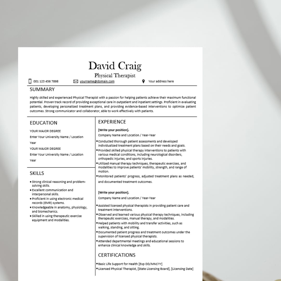 Physical Therapy Resume Template