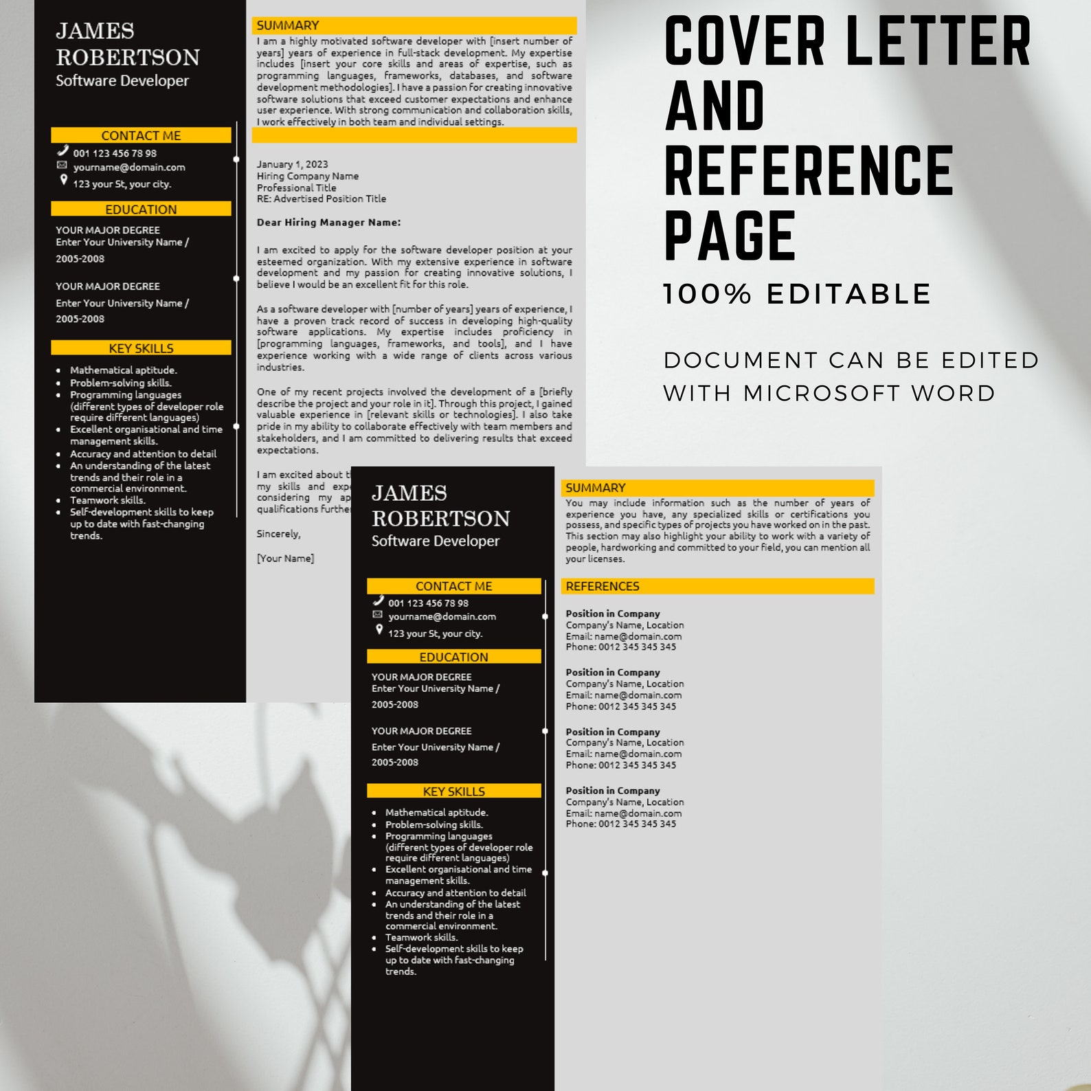 Software Developer CV Template Modern Template in Word-creative Resume ...