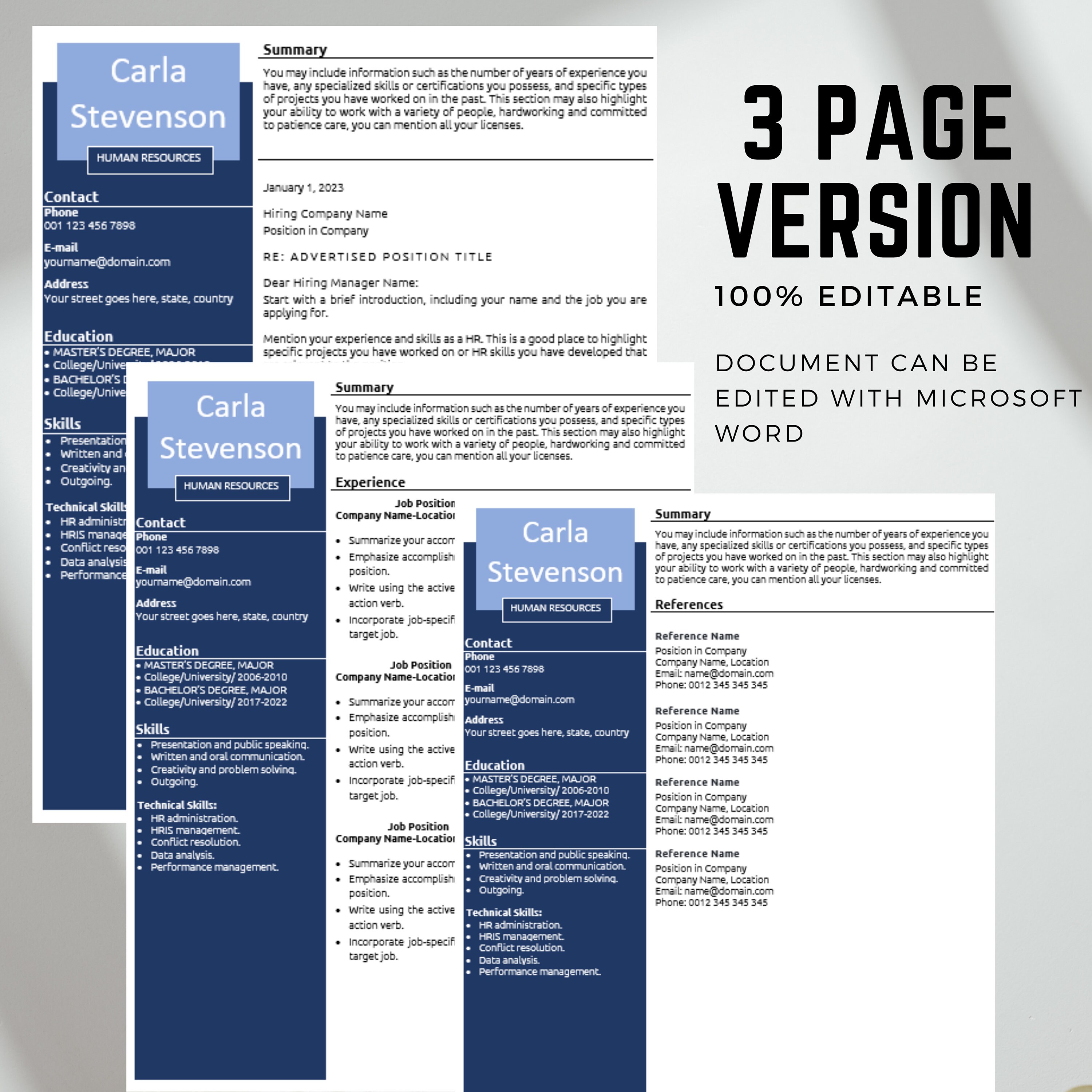 Human Resources Resume Template Modern Template in Word-creative HR ...