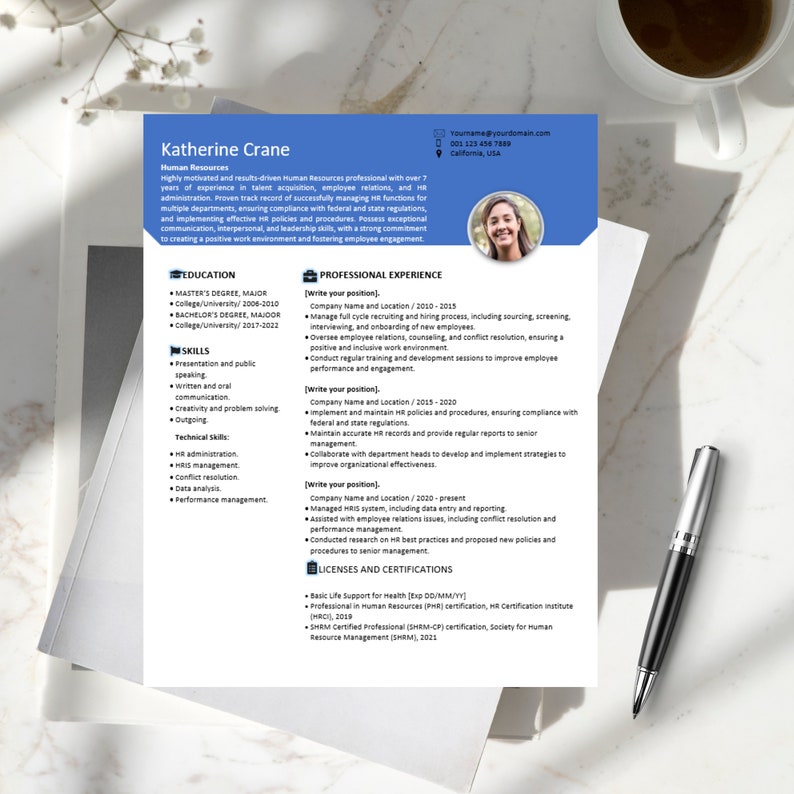 Human Resources Resume Template Modern Template in Word Creative HR ...