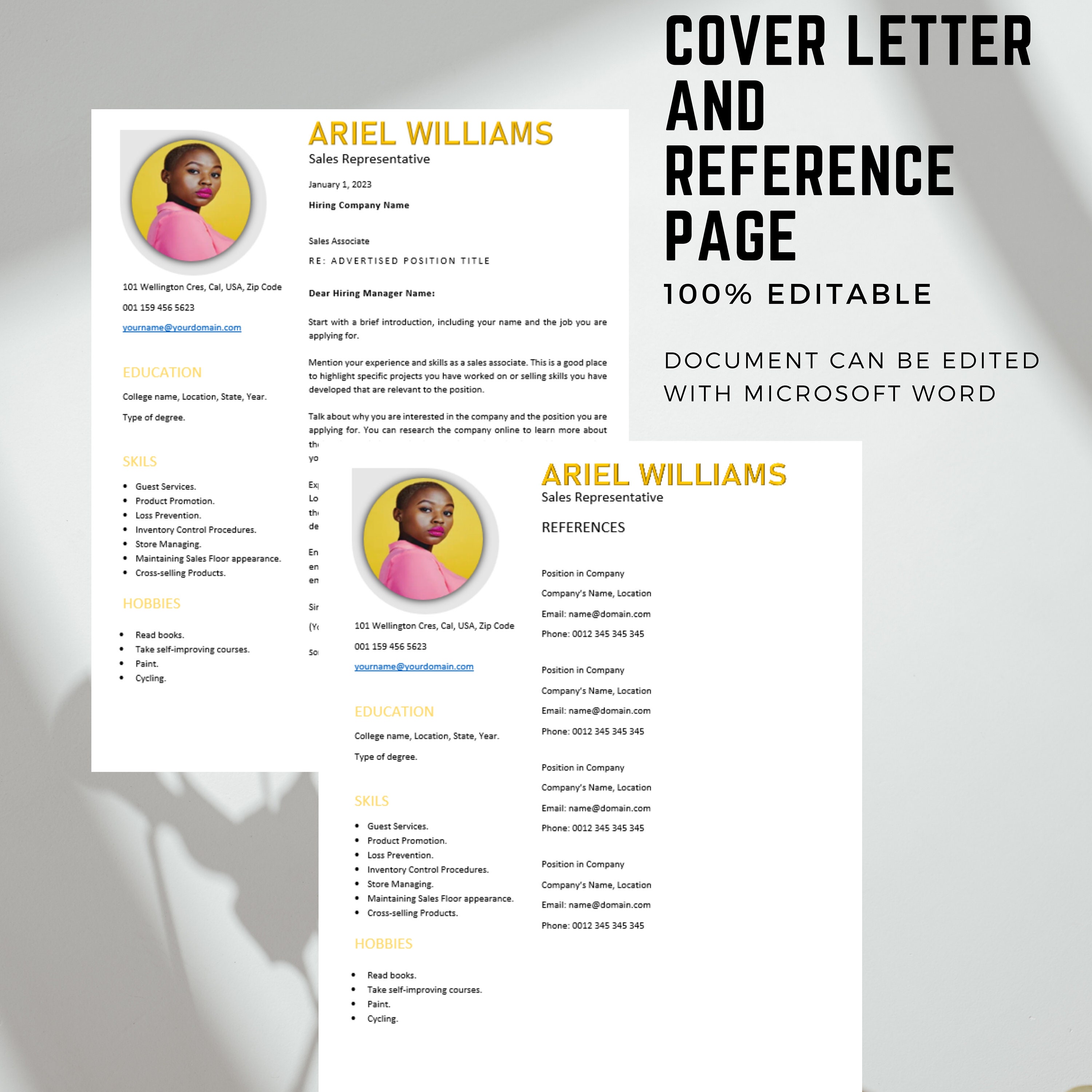 Sales Representative CV Template Modern Template in Word Creative ...
