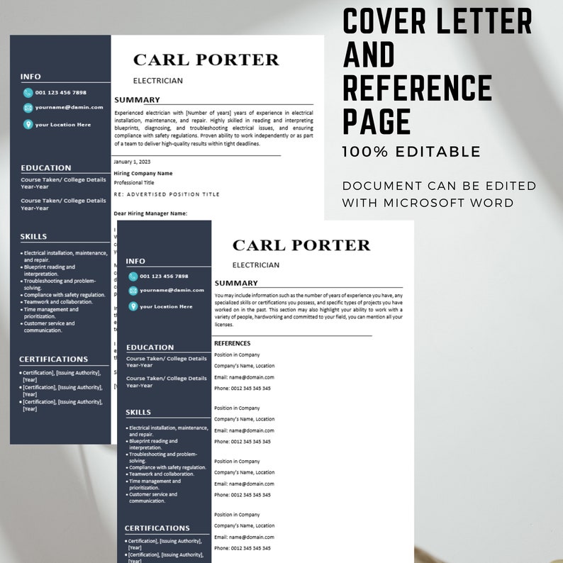 Electrician CV Template Modern Template in Word Creative Resume Sample ...