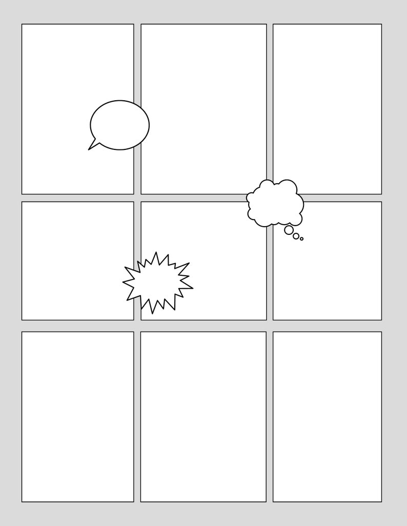 Comic Book Strip Templates Blank Digital Comic Book Anime Manga Book ...