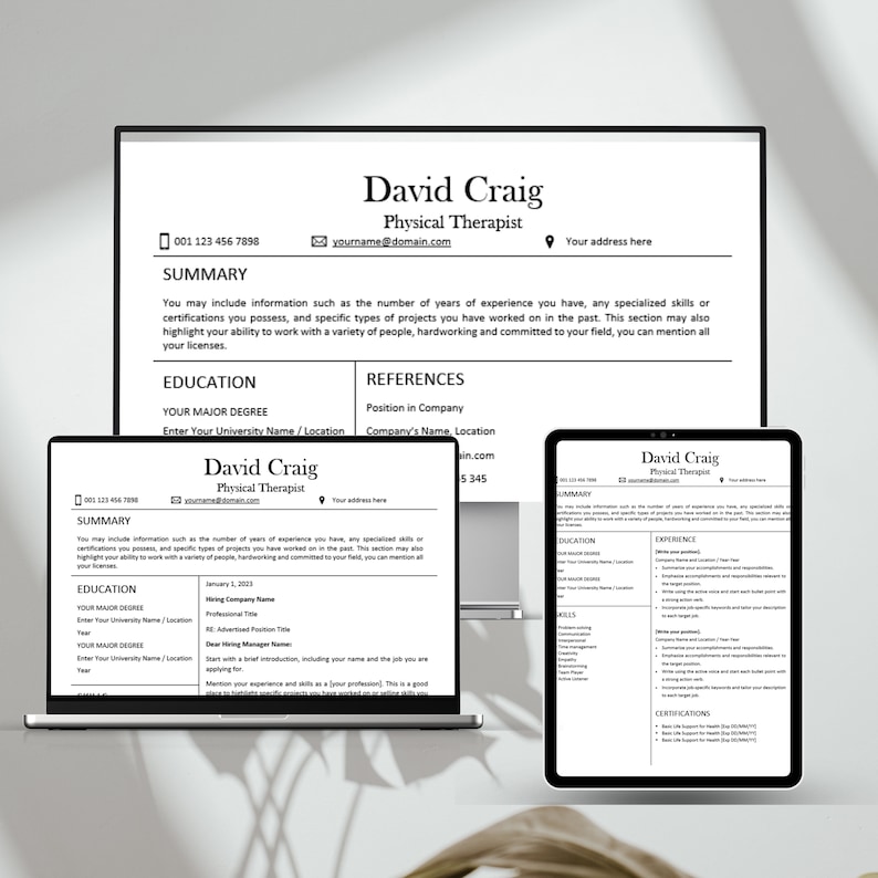Physical Therapist CV Template Modern Template in Word Creative Resume ...