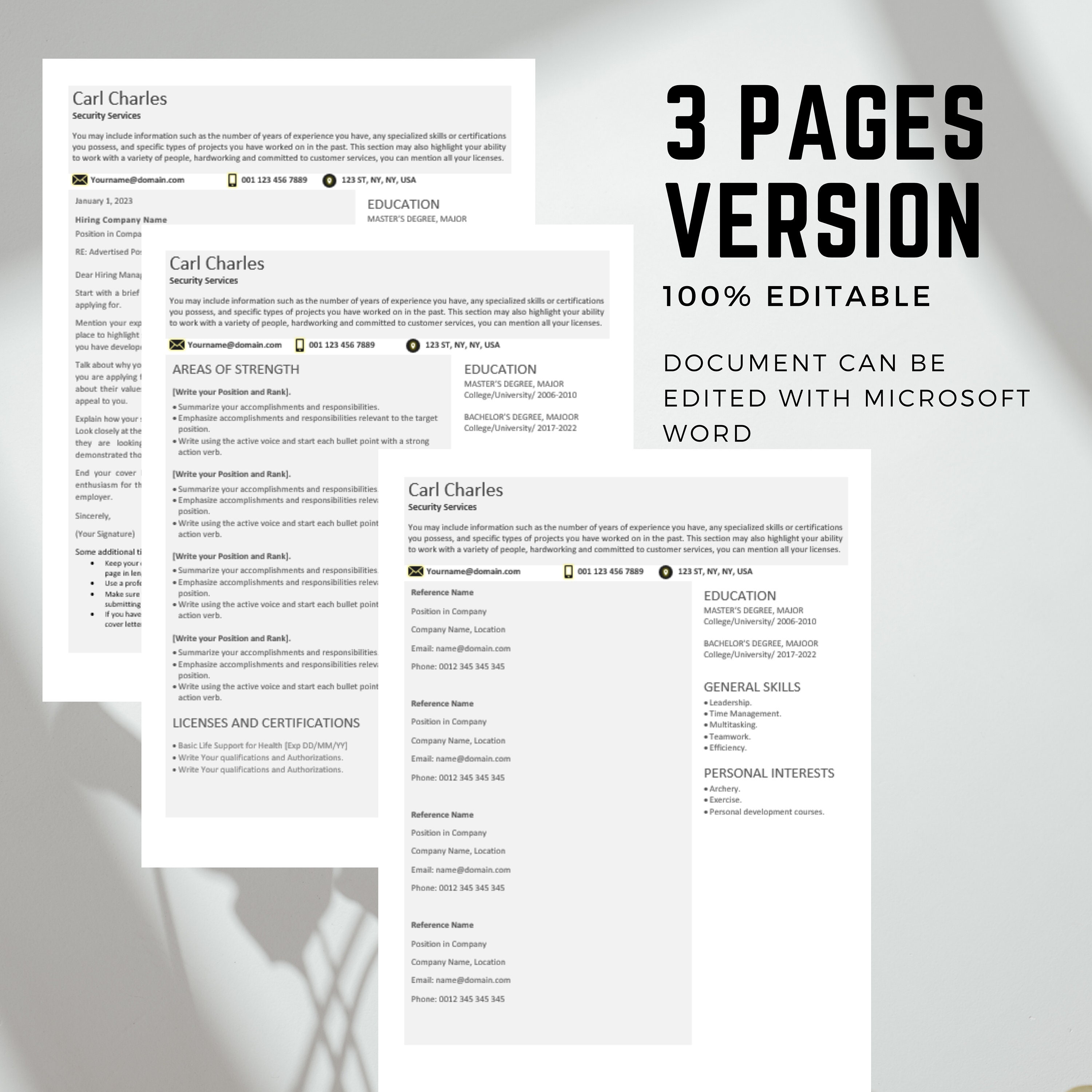 Military to Civilian Resume Template Modern Template in Word Creative ...