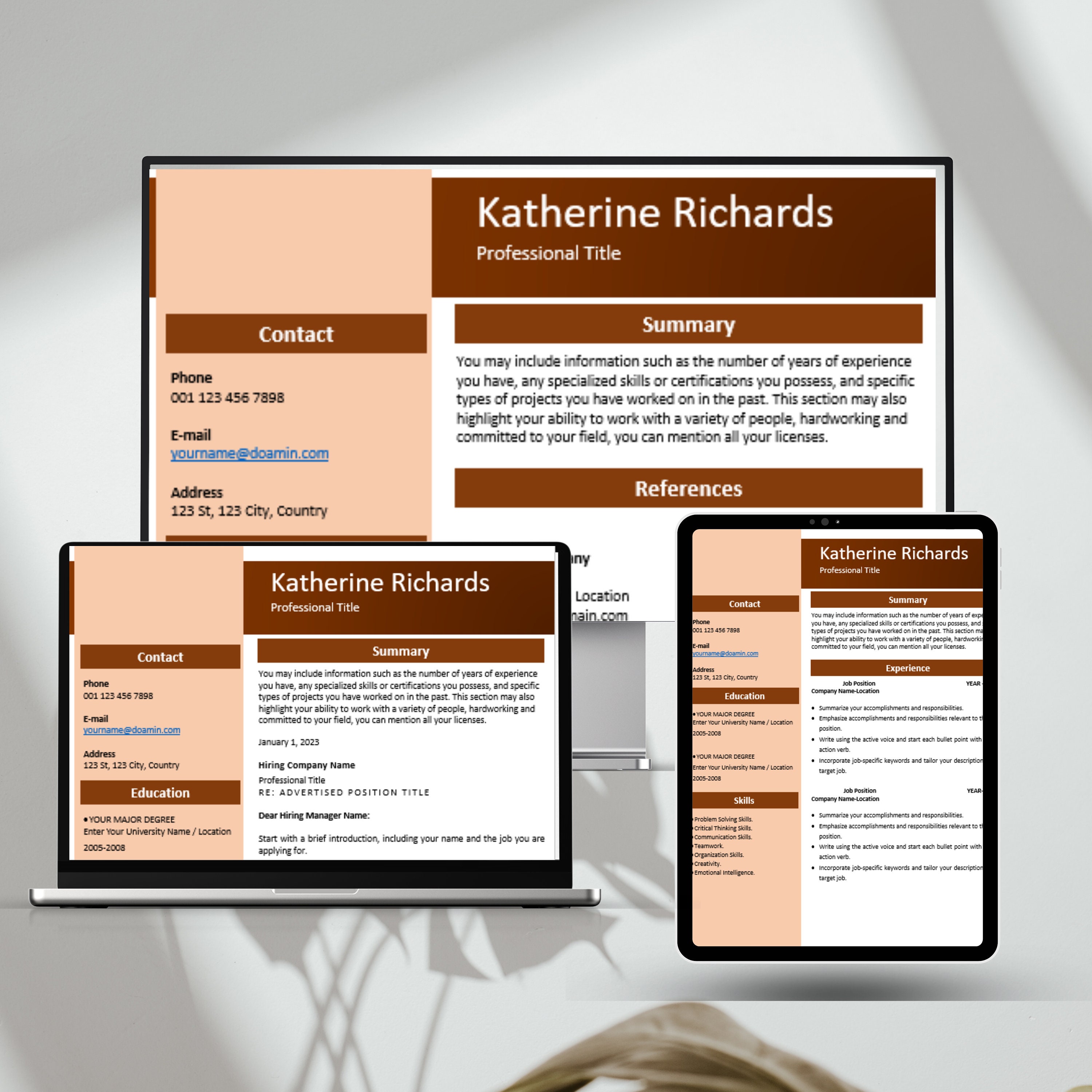 Professional CV Template in Word Creative Resume Sample,modern CV Template All in One,easy to ...