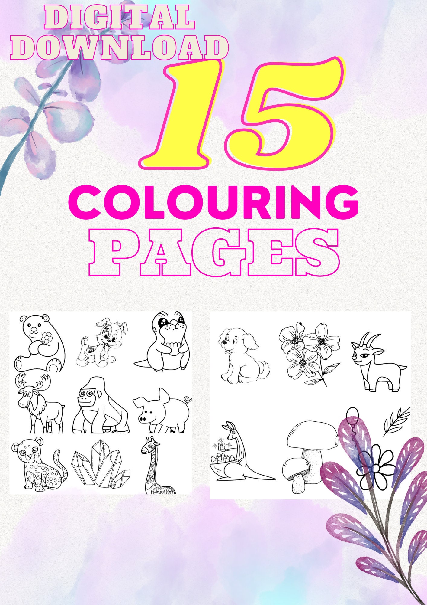 15 Colouring Pages - Etsy