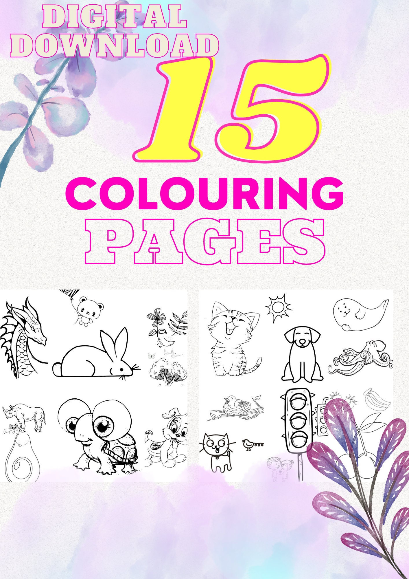 15 Printable Coloring Pages - Etsy