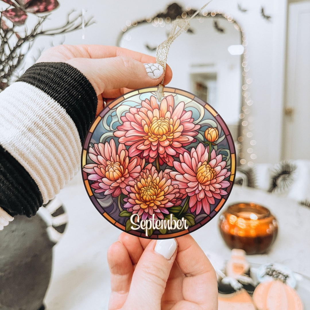 September Birth Month Flower Dalia Glass Ornament,dalia Birth Month ...