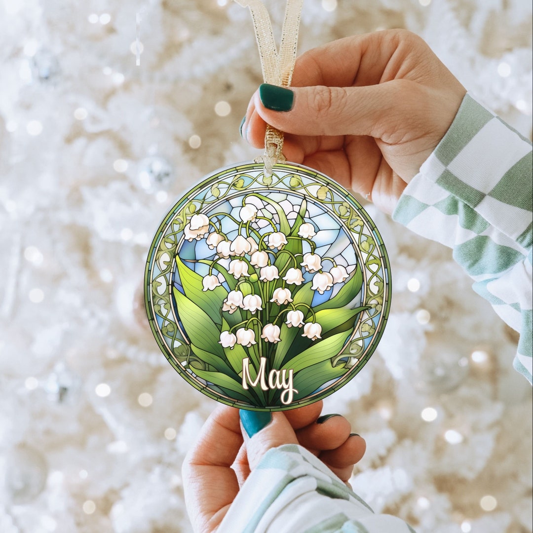 May Birth Month Flower Lily of the Valley Glass Ornament,lily of the ...