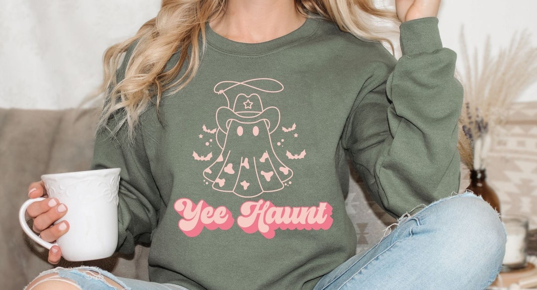 Yee Haunt Cowboy Ghost Sweater, Halloween Sweatshirt , Funny Ghost ...