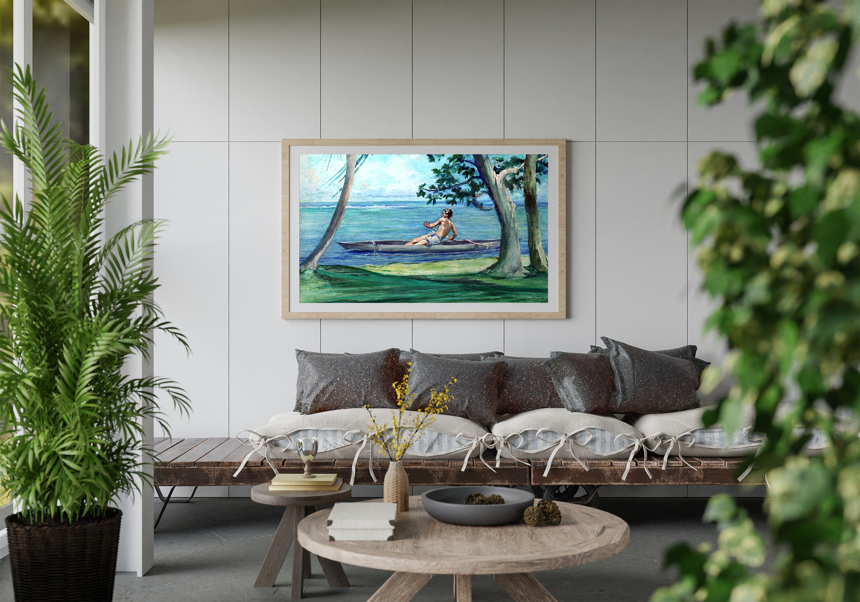 Vintage Samoan Wall Art Print of Antique Historical Painting Vibrant ...