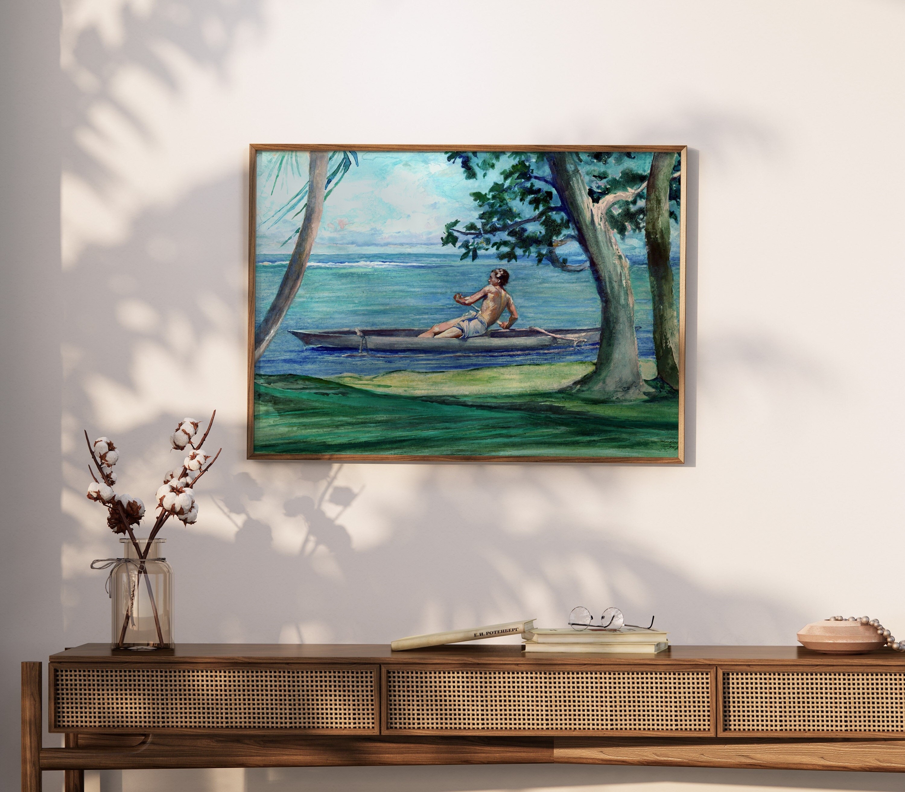 Vintage Samoan Wall Art Print of Antique Historical Painting Vibrant ...