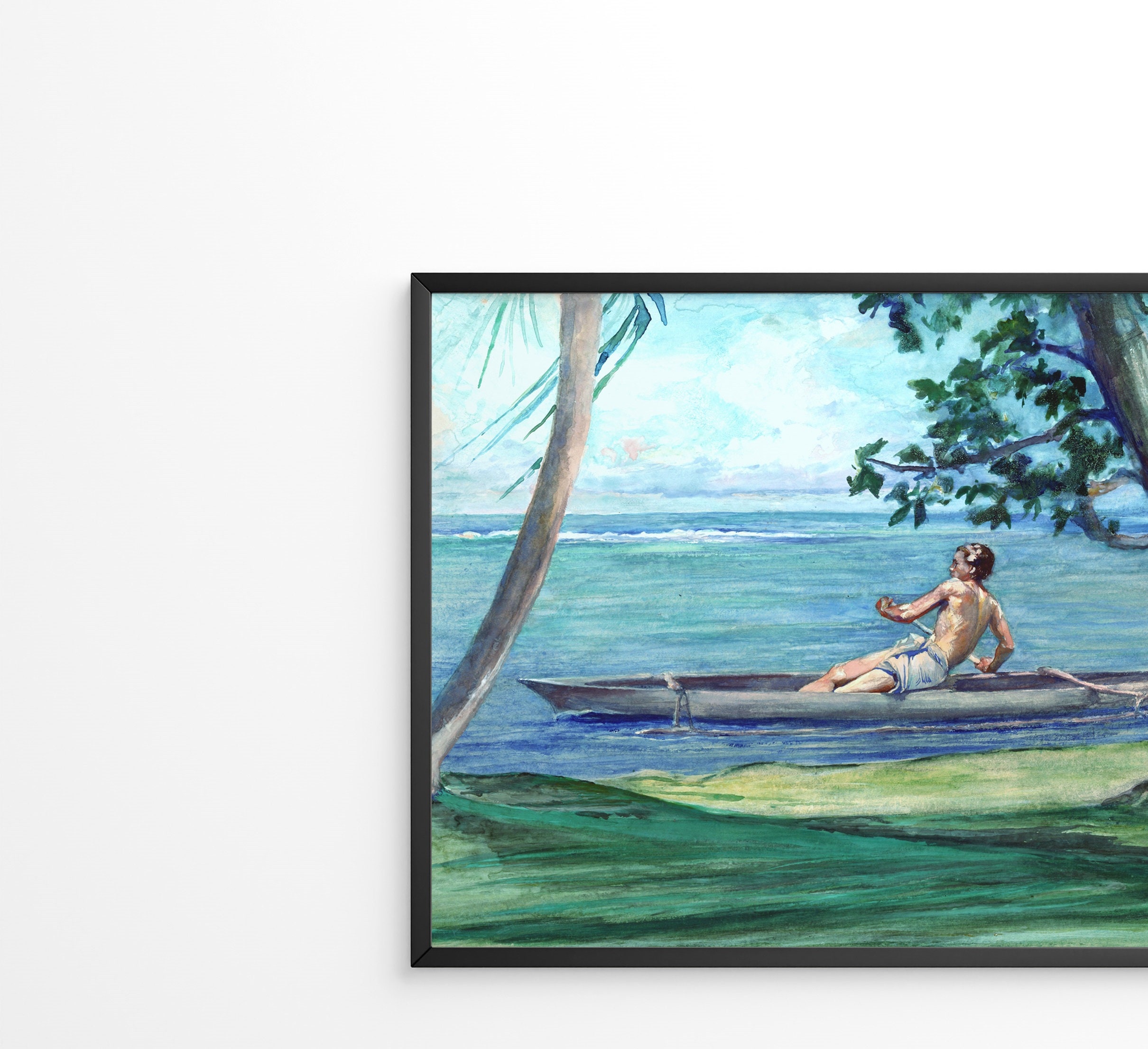 Vintage Samoan Wall Art Print of Antique Historical Painting Vibrant ...