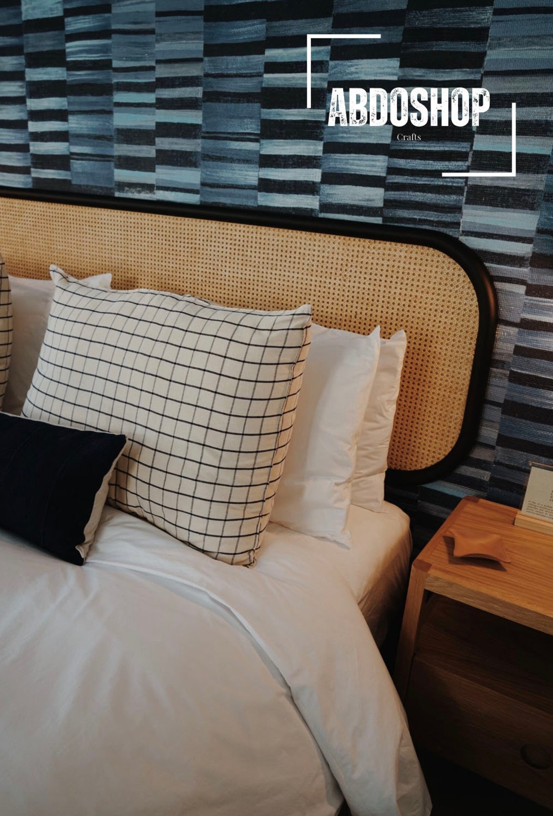 Rattan Black Headboard, Natural Rattan Headboard, Rattan Black Frame ...