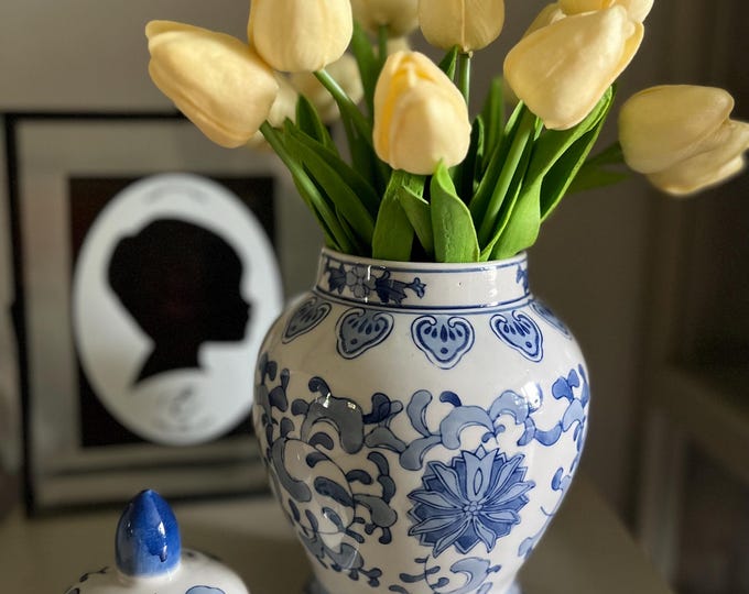 Blue and White Chinoiserie Decor Chinese Ginger Jar 11 Tall Vase - Etsy