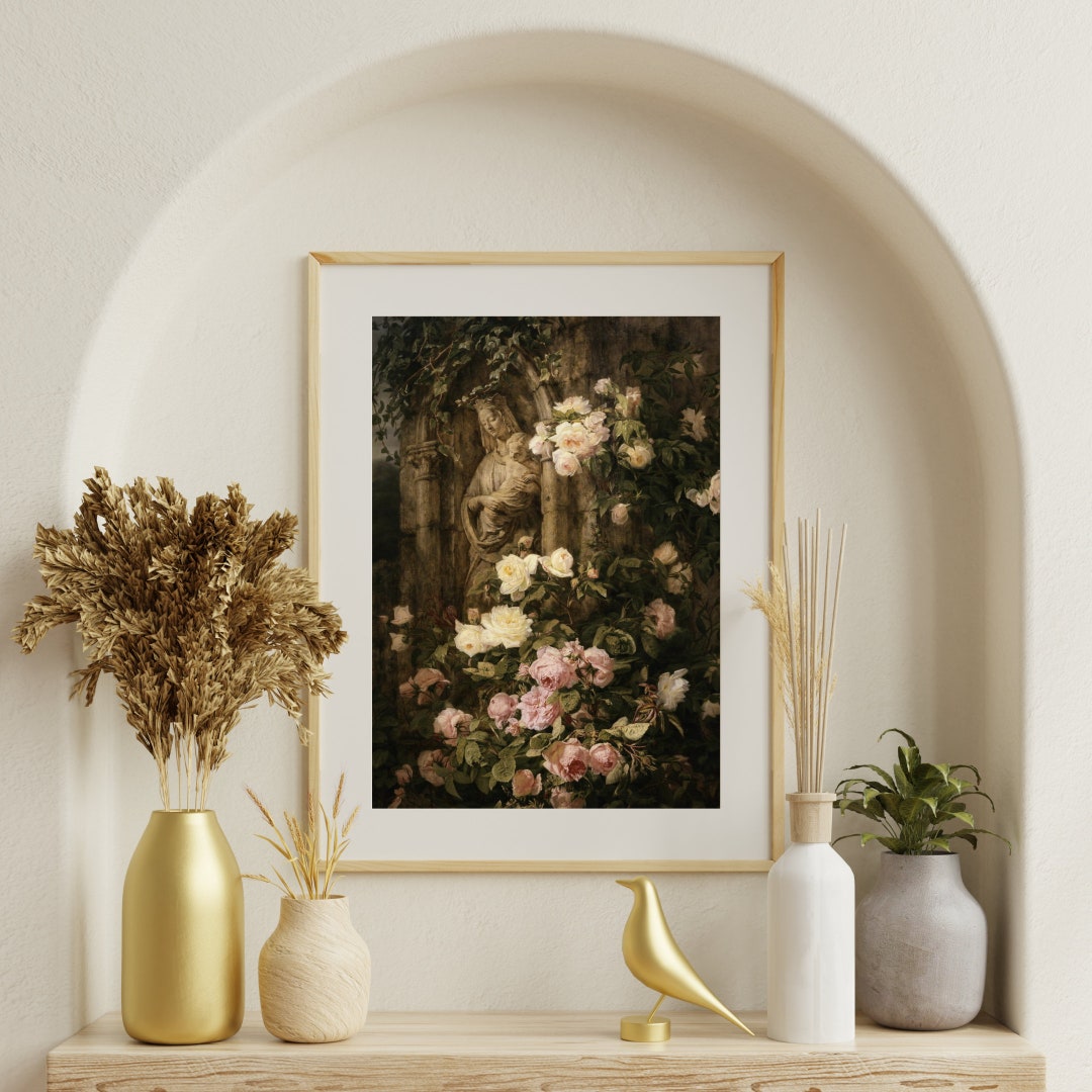 Our Lady of the Rose| Virgin Mary Art Print, Mother Mary, Catholic Art ...