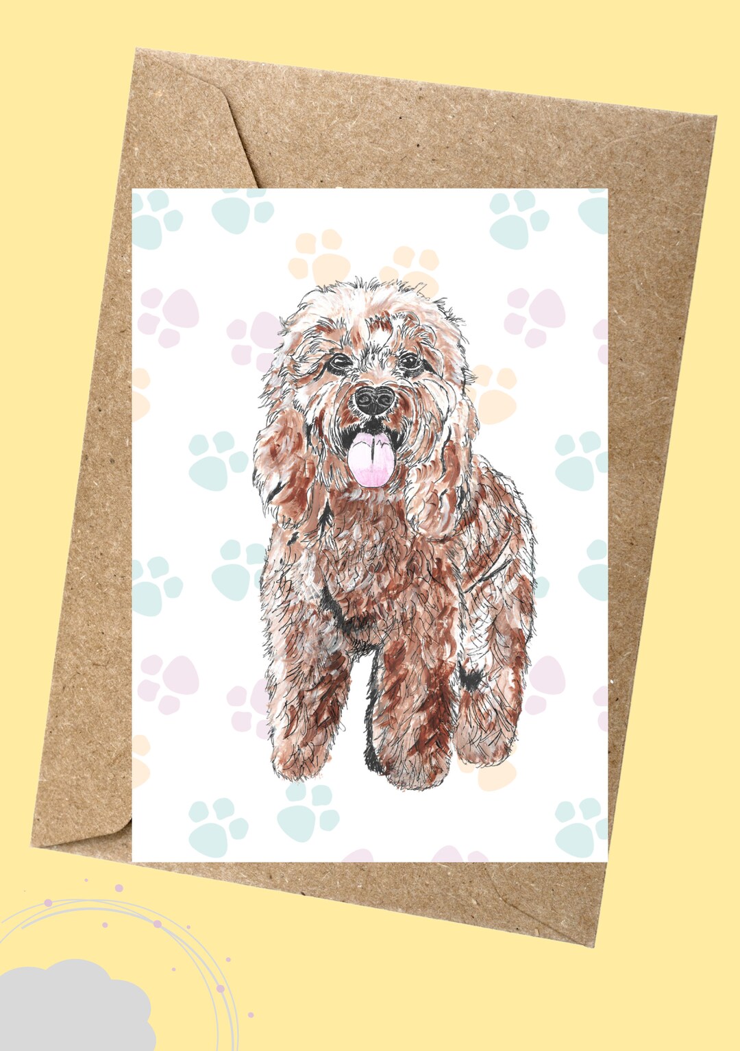 Paw Print Cockapoo Greeting Card-dog Lover-for Every Occasion-cute ...