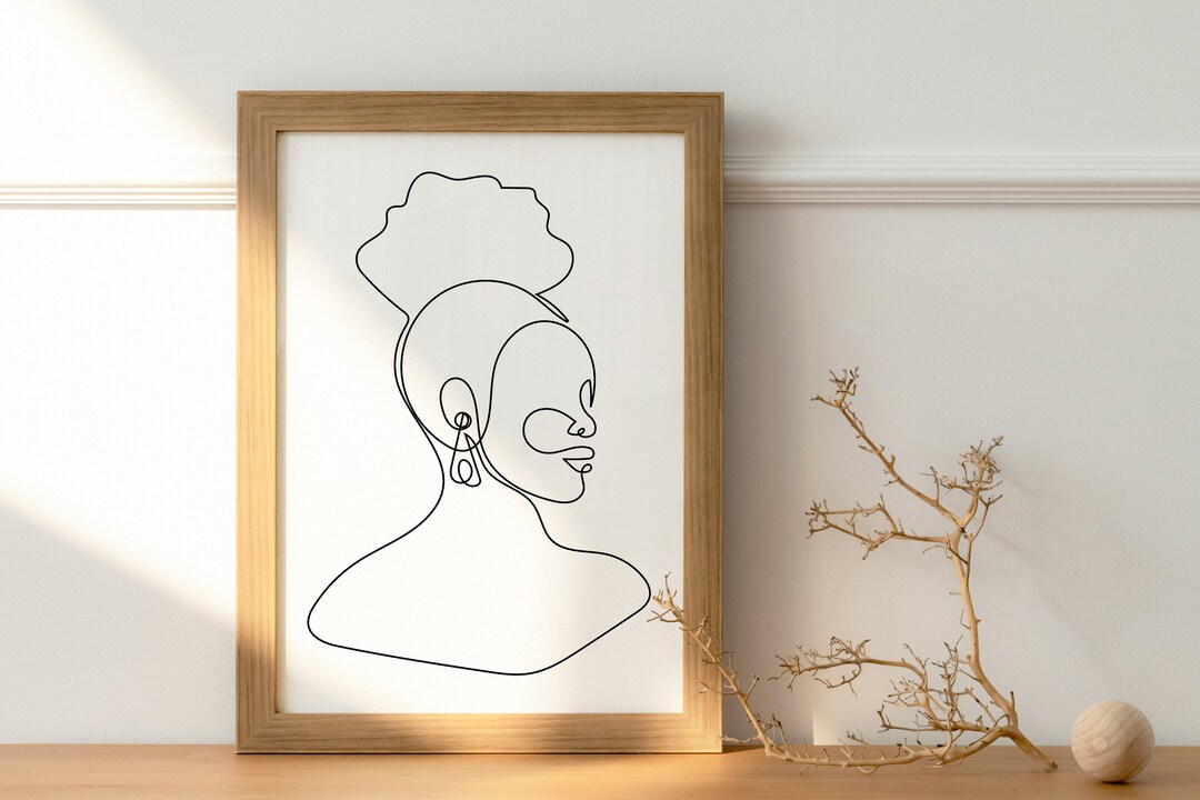 Black Woman Portrait Line Drawing, African American Woman Line Art, Art ...