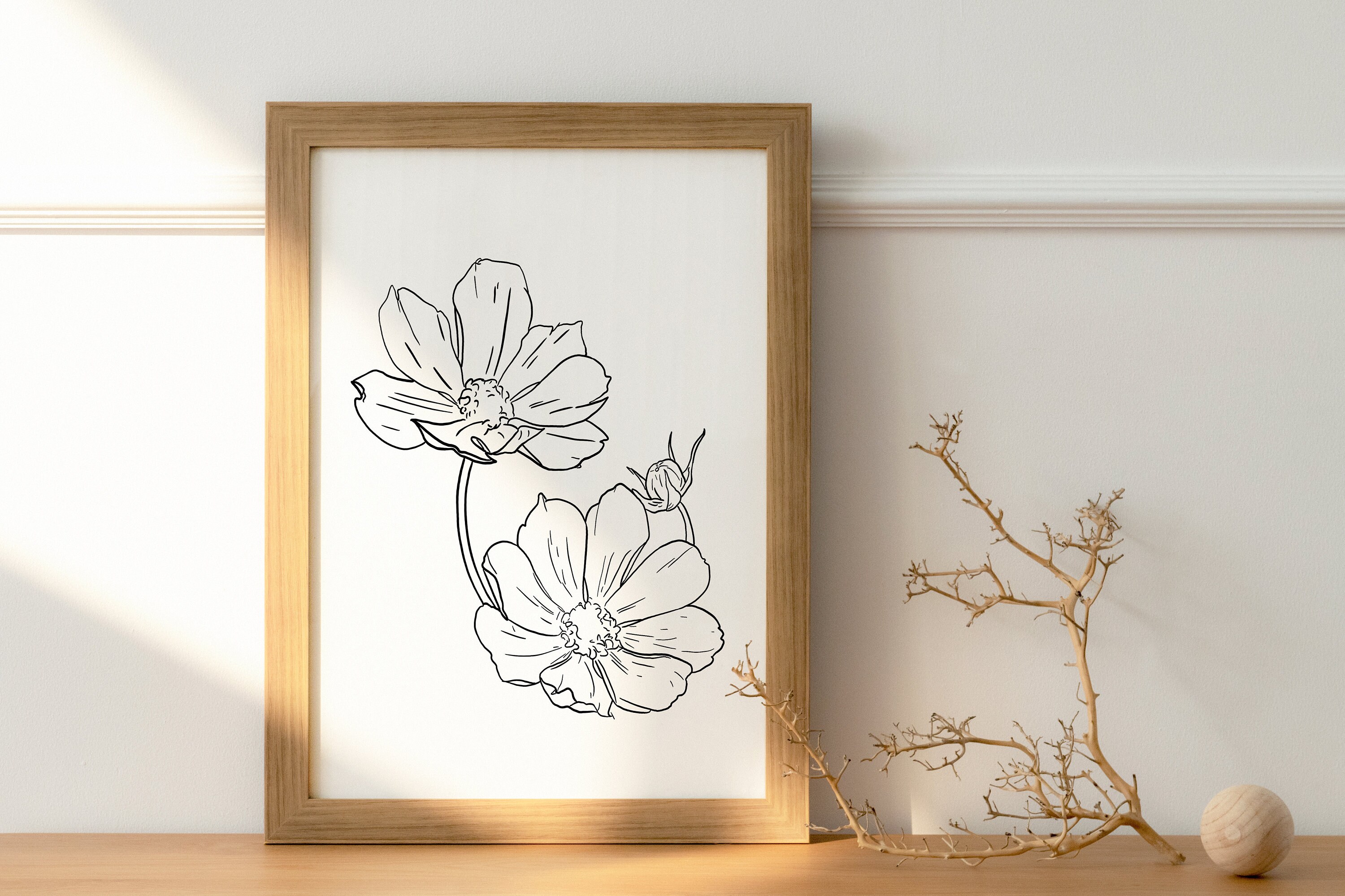 Printable One Fine Line Flowers Drawing, Minimalist Print, Flourishing ...