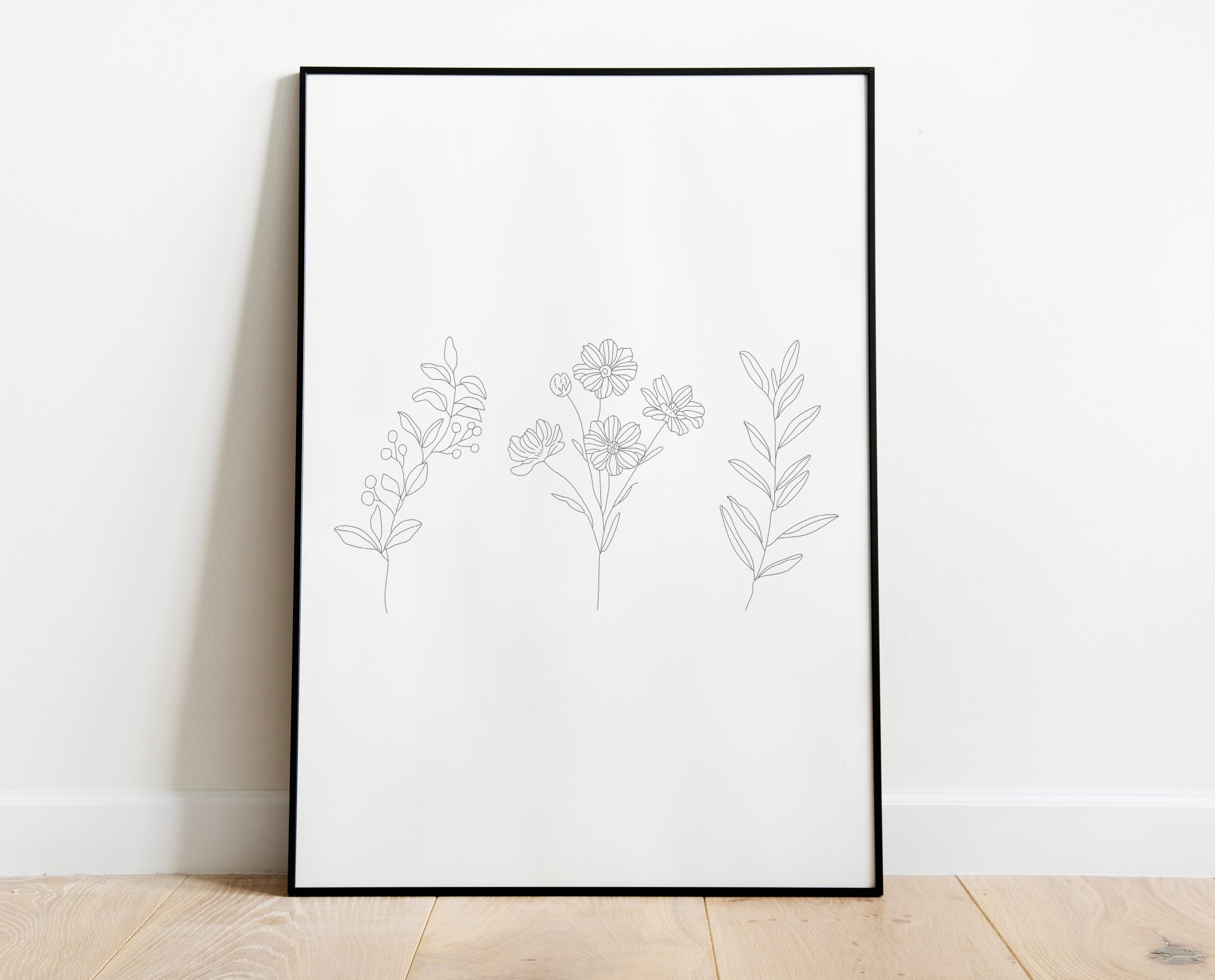 Printable One Fine Line Flowers Drawing, Minimalist Blossom Print ...