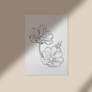 Printable One Fine Line Flowers Drawing, Minimalist Print, Flourishing ...