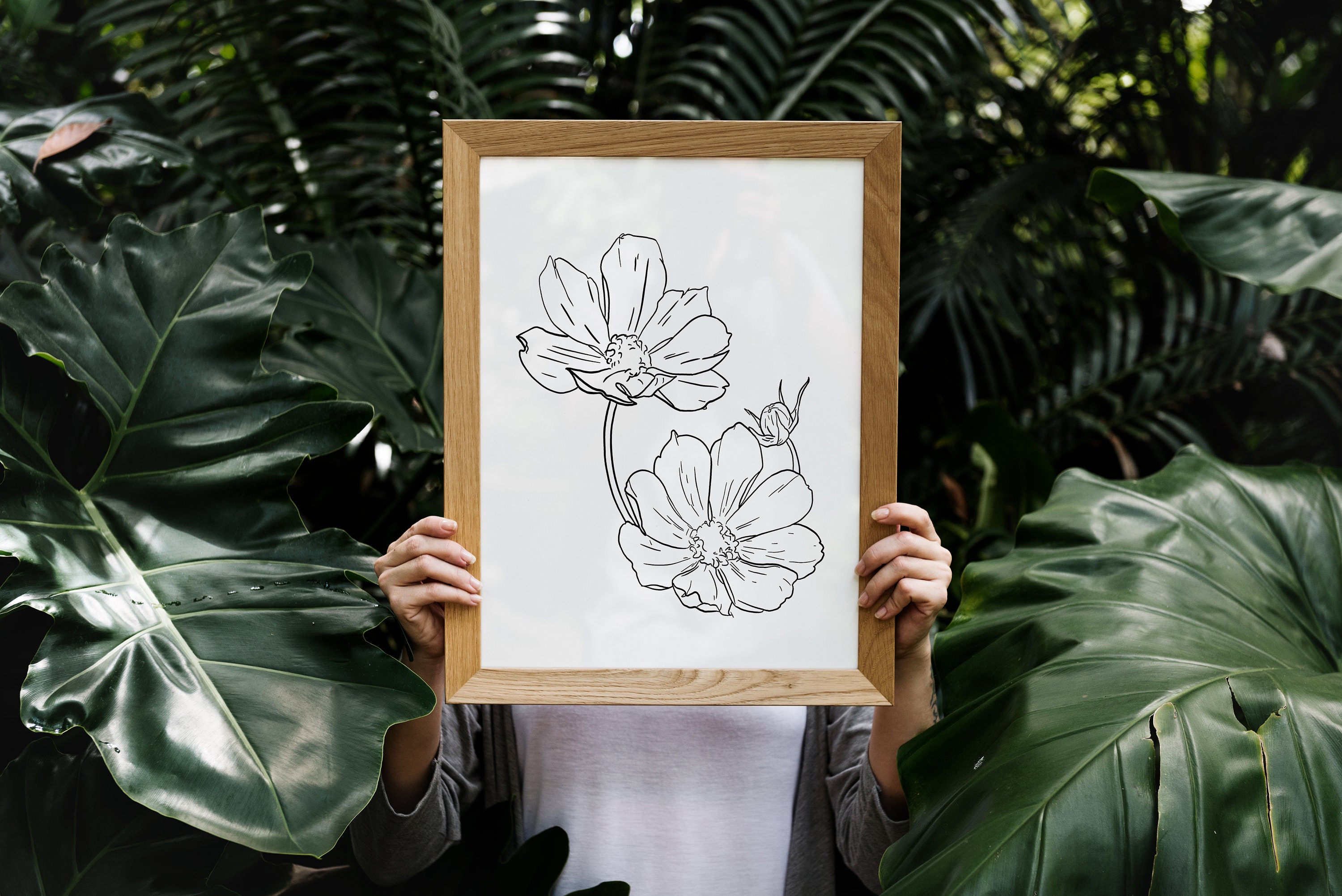 Printable One Fine Line Flowers Drawing, Minimalist Print, Flourishing ...