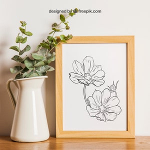 Printable One Fine Line Flowers Drawing, Minimalist Print, Flourishing ...