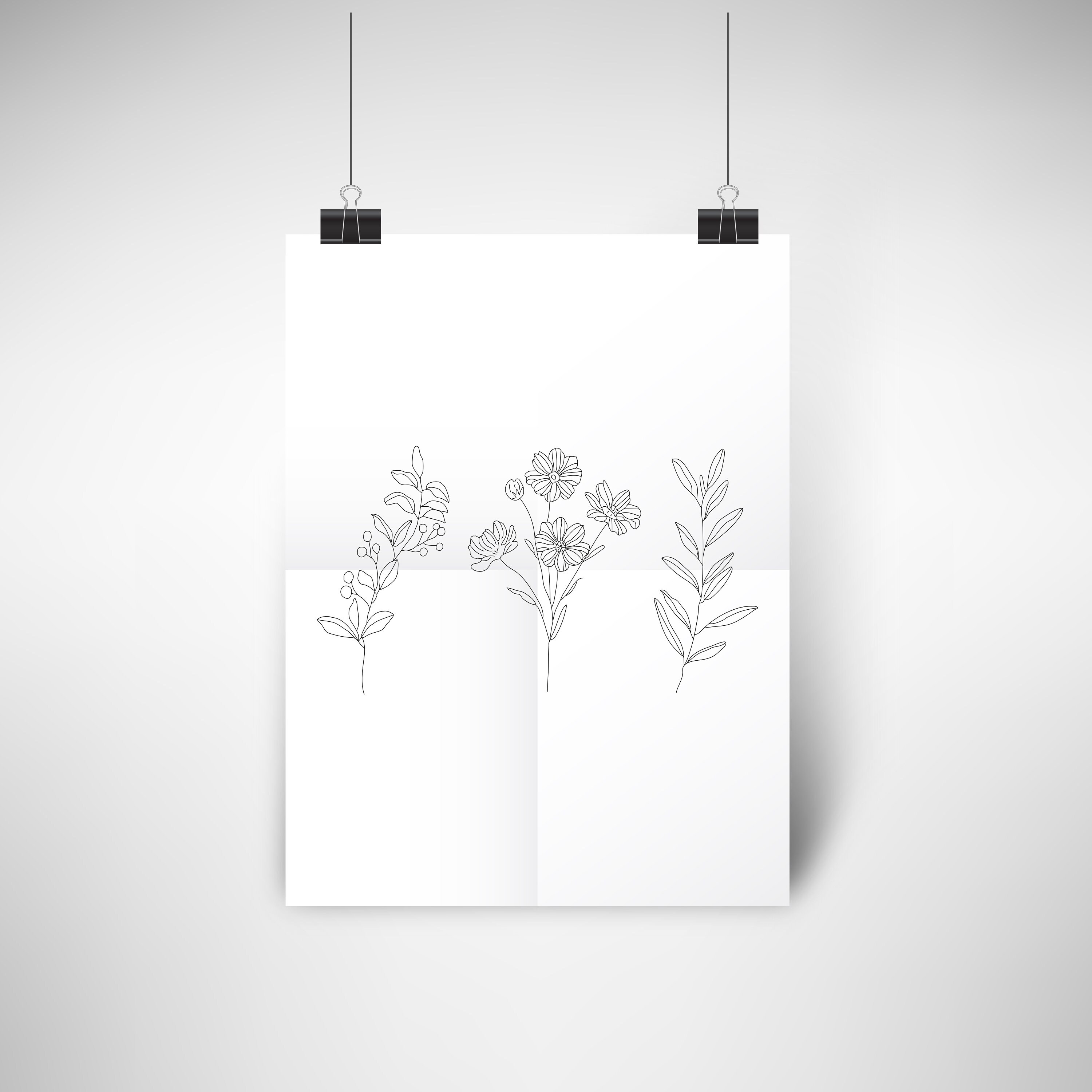 Printable One Fine Line Flowers Drawing, Minimalist Blossom Print ...