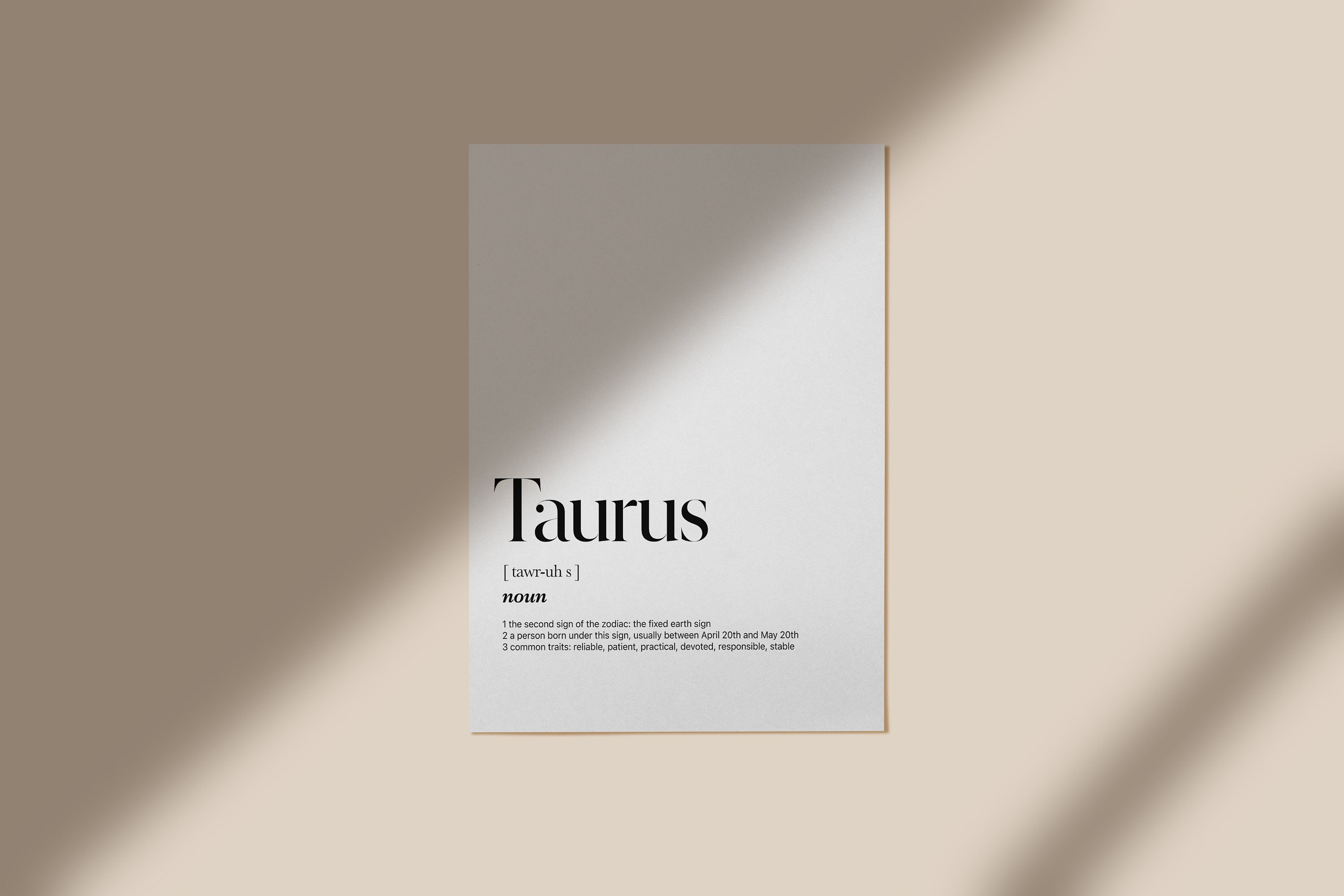 TAURUS DEFINITION MEANING | Digital Download | Printable Wall Art ...